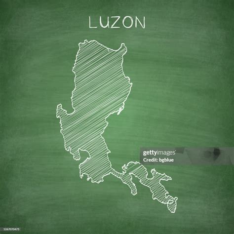 Luzon Map Drawn On Chalkboard Blackboard High Res Vector Graphic