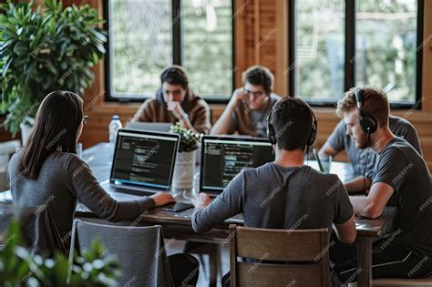 Premium Photo Team Of Programmers Collaborating On Software Development