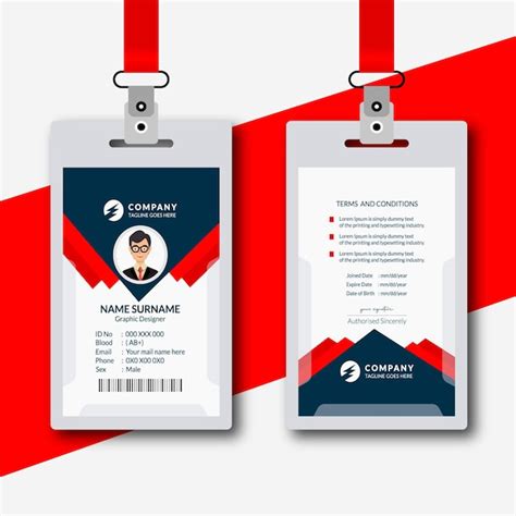 Plantilla De Tarjetas De Identificación Del Personal Con Foto Vector