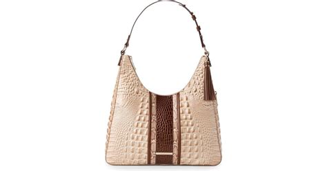 Brahmin Tabitha Croc Embossed Leather Shoulder Bag In Brown Lyst