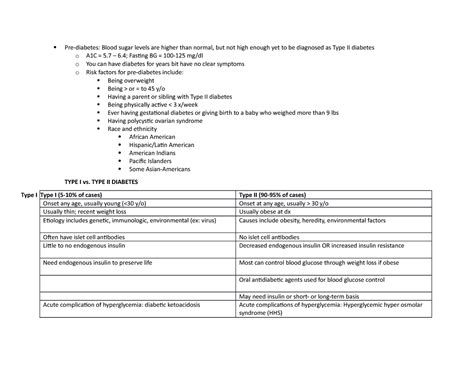 Wellness Notes Patho Exam 4 Hints Pre Diabetes Blood Sugar Levels