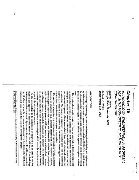 Pdf Methodology Engineering A Proposal For Situation Specific