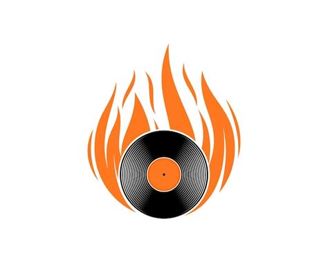 Premium Vector Vinyl Record With Fire Flame Behind