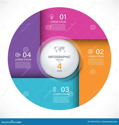 Vector Infographic Circle Cycle Diagram With 4 Steps Round Chart That Can Be Used For Report