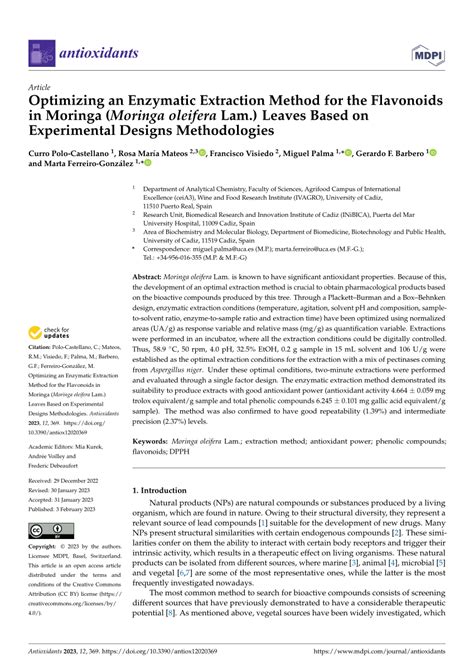 Pdf Optimizing An Enzymatic Extraction Method For The Flavonoids In