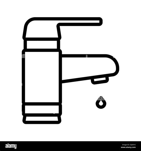 Water Tap Icon Set In Thin Line Outline Style And Linear Vector Sign