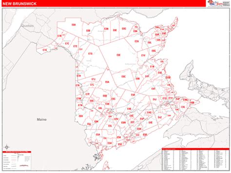 New Brunswick Wall Map Red Line Style By Marketmaps Mapsales