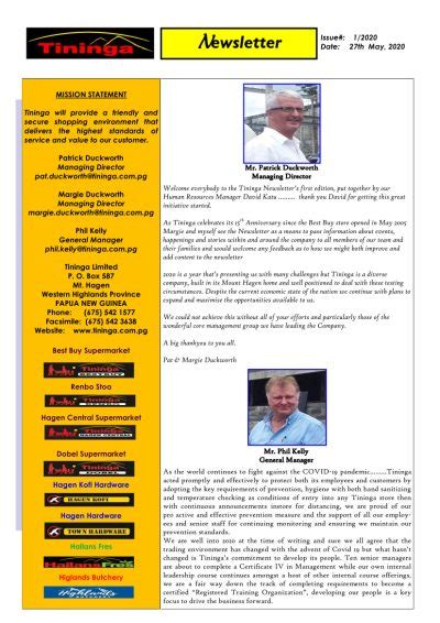 Tiningas Newsletter First Edition Out Now Tininga Limited