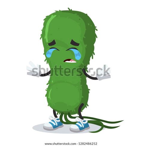 Crying Cartoon Green Bacteria Germ Mascot Stock Vector Royalty Free 1282486252 Shutterstock