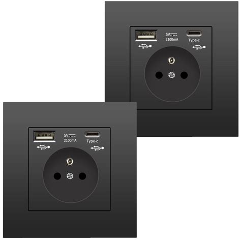 2pcs Prise Murale Avec Usb Et Type C5v 2100ma Schukode Ac Prise Multiple Pc Avec Usb Max21