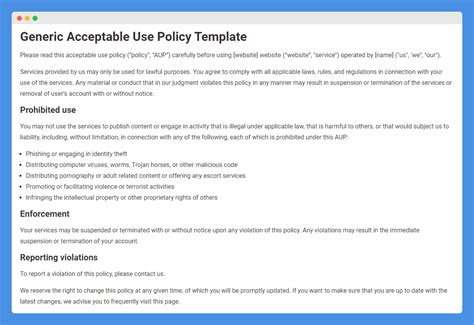 Acceptable Use Policy Template And Examples [free Download]