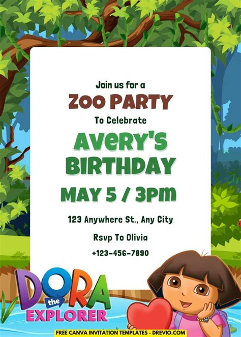 Free Dora The Explorer Birthday Invitations
