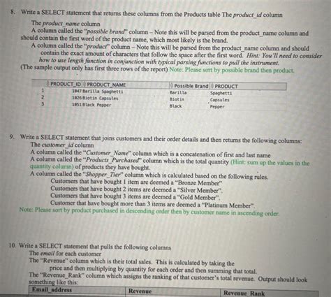 solved 8 write a select statement that returns these