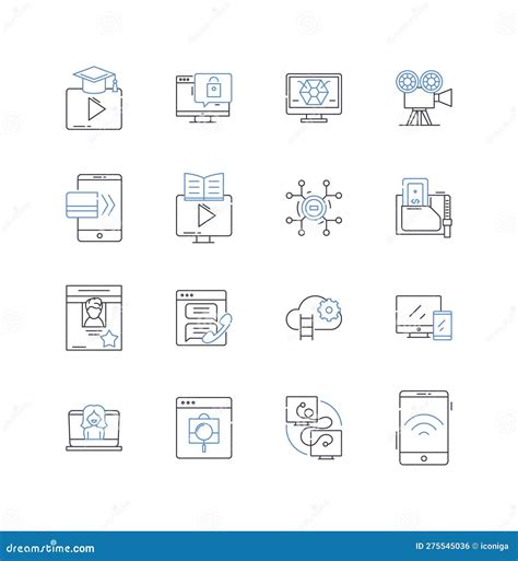 Peripherals Line Icons Collection Monitor Keyboard Mouse Printer Scanner Headset Microph