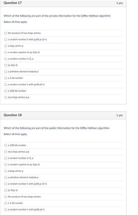 Solved Question 17 1 Pts Which Of The Following Are Part Of