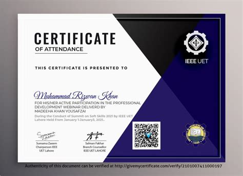 Ieee Summit Softskills Uet Lahore Community Givemycertificate Muhammad Rizwan Khan