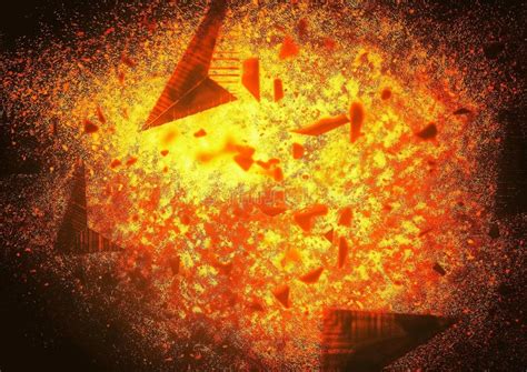 Exploding Fire Flame And Smoke Illustration Background Stock