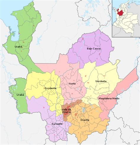 Mapa De Antioquia Subregiones