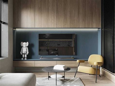 ТВ-зона в гостиной, яркие насыщенные цвета | Tv unit interior design ...