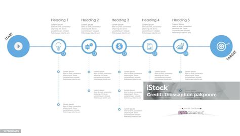 타임 라인 로드맵 프로젝트 다이어그램 비즈니스를 위한 인포그래픽 템플릿입니다 5 단계 현대 타임 라인 다이어그램 프리젠 테이션 벡터 타임 라인 로드맵 인포 그래픽 개념에