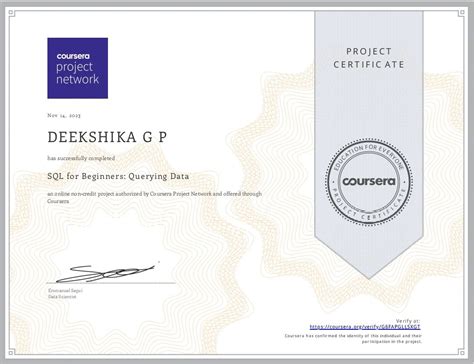Completed Sql Basics Course On Coursera Deekshika Gp Posted On The
