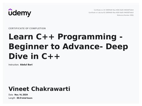 C Programming Learning Udemy Certification Vineet Chakrawarti