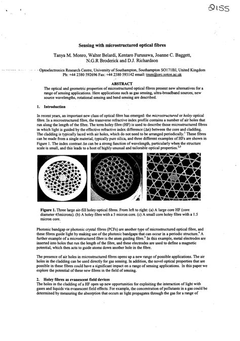 Pdf Sensing With Microstructured Optical Fibres