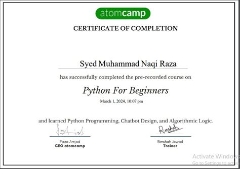 Syed Muhammad Naqi Raza On Linkedin Atomcamp Python Rimshahjawad