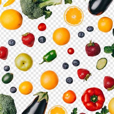 Vibrant Fruit And Vegetable Collage A Healthy Delight Ai Generated Psd