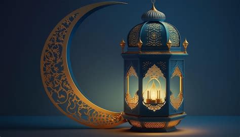 Premium Photo 3d Blue Islamic Theme Background