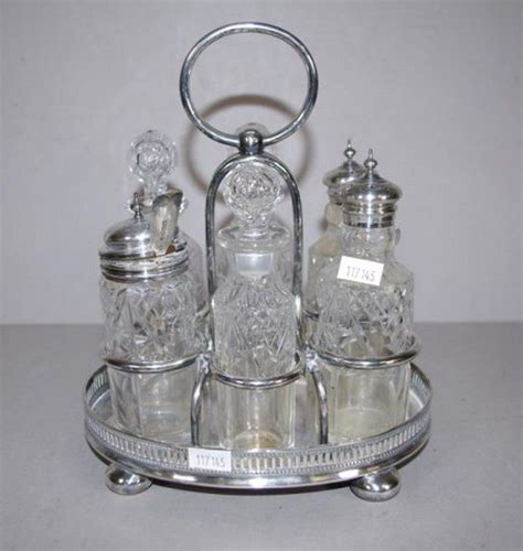 Silver Plated Crystal Cruet Set Condiment And Cruet Sets Silver Plate