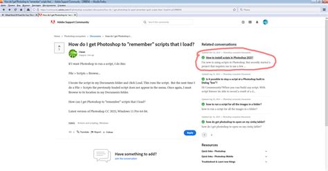 solved how do i get photoshop to remember scripts that adobe
