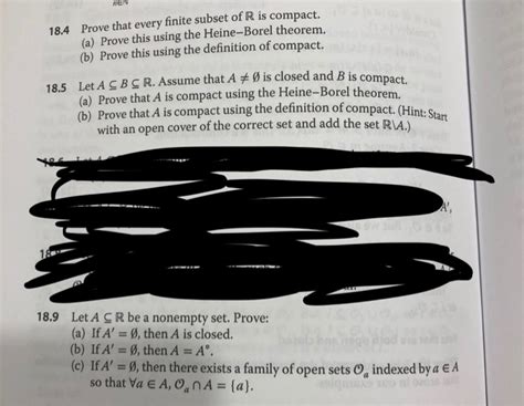 Solved En Prove That Every Finite Subset Of R Is Compact A
