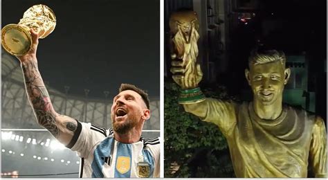 Weltrekord Größte Messi Statue Der Welt In Kalkutta Enthüllt