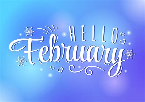 Hello February Month With Flowers Hearts Leaves And Cute Lettering