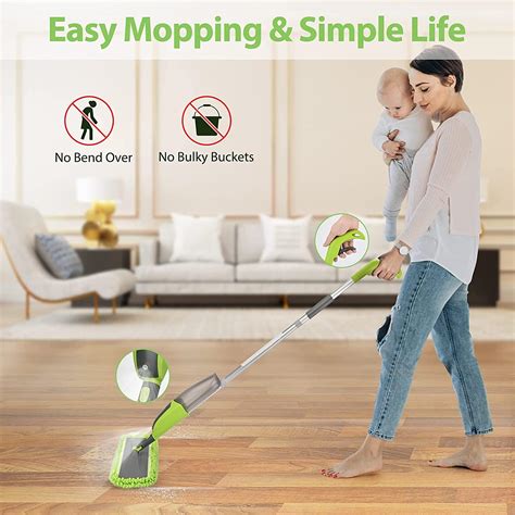 Spray Mop For Floor Cleaning With 6 Reusable Pads And Refillable Bottle
