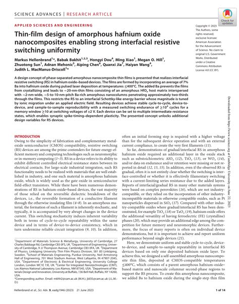 Pdf Thin Film Design Of Amorphous Hafnium Oxide Nanocomposites