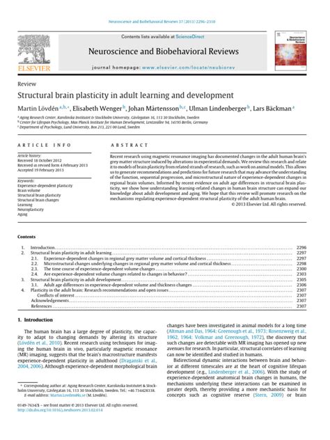 Structural Brain Plasticity In Adult Learning And Development Pdf