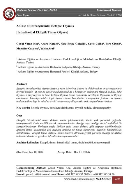 Pdf A Case Of Intrathyroidal Ectopic Thymus