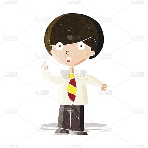 卡通学校男孩回答问题