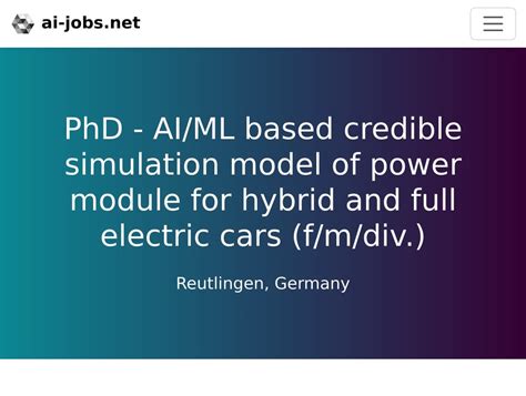 Hiring Phd Aiml Based Credible Simulation Model Of Power Module For Hybrid And Full