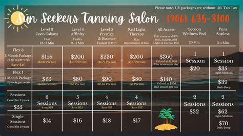 Pricing And Packages — Sun Seekers Tanning Salon