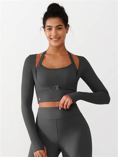Two Piece Workout Set Halter Sports Bra And Yoga Crop Top High Stretch