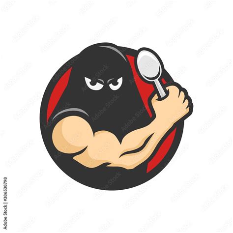 Executioner With Spoon On His Hands Logo Mascot Character Vector