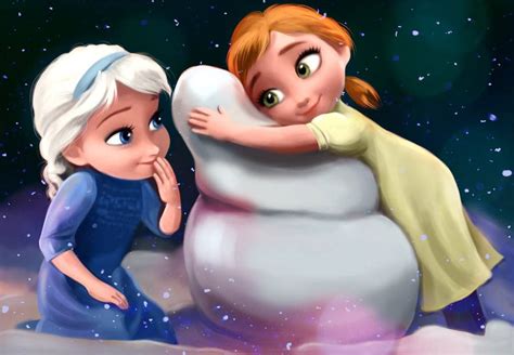 Download Elsa And Anna Snowman Wallpaper