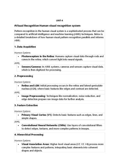 Unit 4 Pr Refer To Notes For Rgpv Exam Unit 4 Visual Recognition Human Visual Recognition