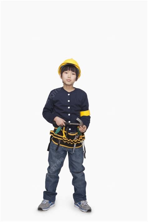 Boy Dressed Up As Constructor Photo Background And Picture For Free