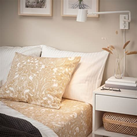 JÄttevallmo Fitted Sheet Yellowwhite 180x200 Cm Ikea Malaysia