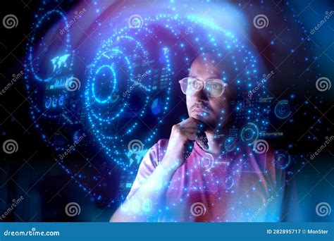 Man Look At The Dashboard With Graphs And Charts Stock Image Image Of