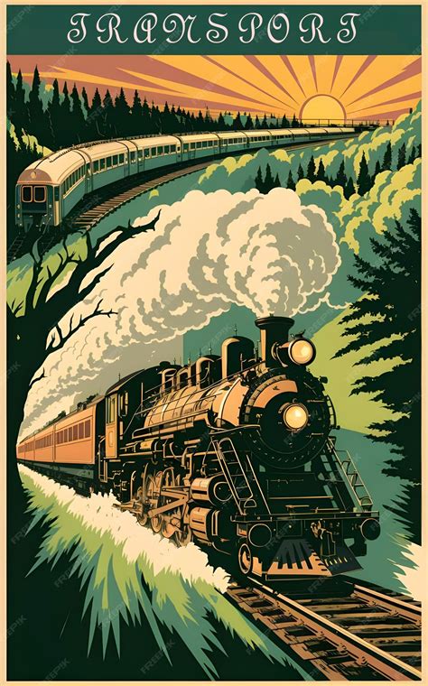 Vintage Train Poster Design Premium Ai Generated Image